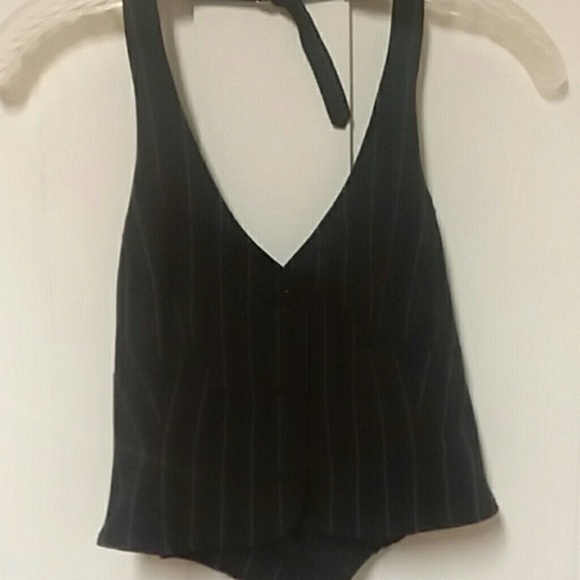 Other | Sexy Cut Black And White Stripped Vest | Poshmark